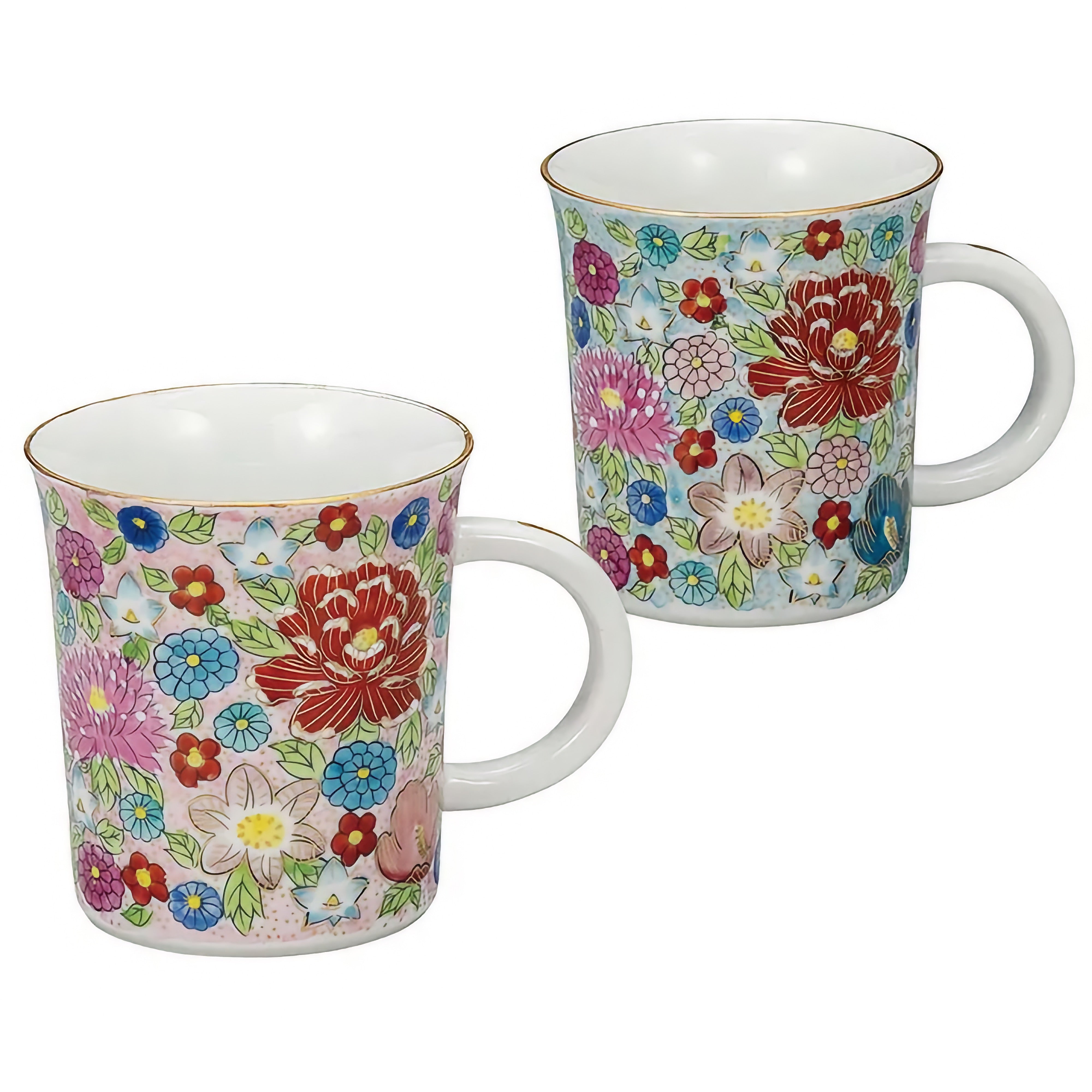 KUTANI MUG CUP PAIR – HAND-PAINTED GENUINE GOLD HANA-TSUME DESIGN BY T ...